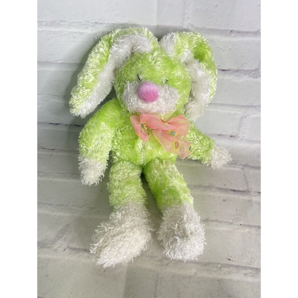 Dan Dee | Toys | Dan Dee Green White Bunny Rabbit Plush Stuffed Animal Toy With Pink Bow Nose ...